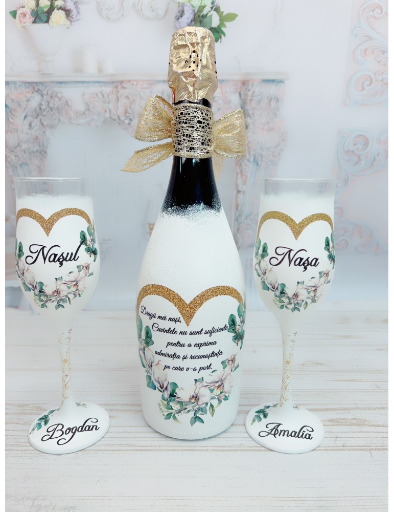 Set sampanie personalizat pentru nasi Taxa urgenta (+50 RON) Am rabdare